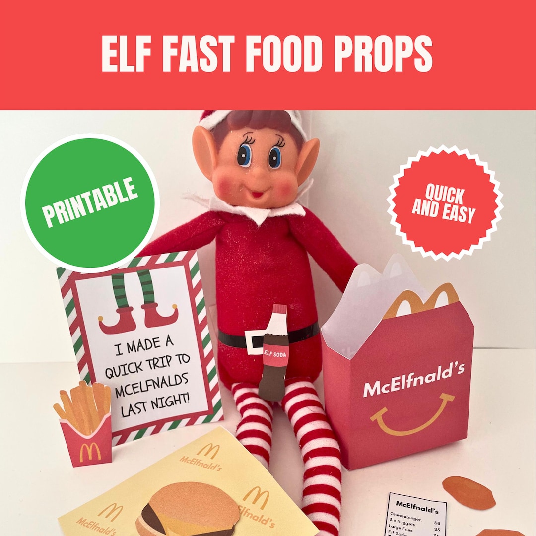 Elf Fast Food Takeaway Props, Printable Mcelfnald's Scene, Funny Elf ...
