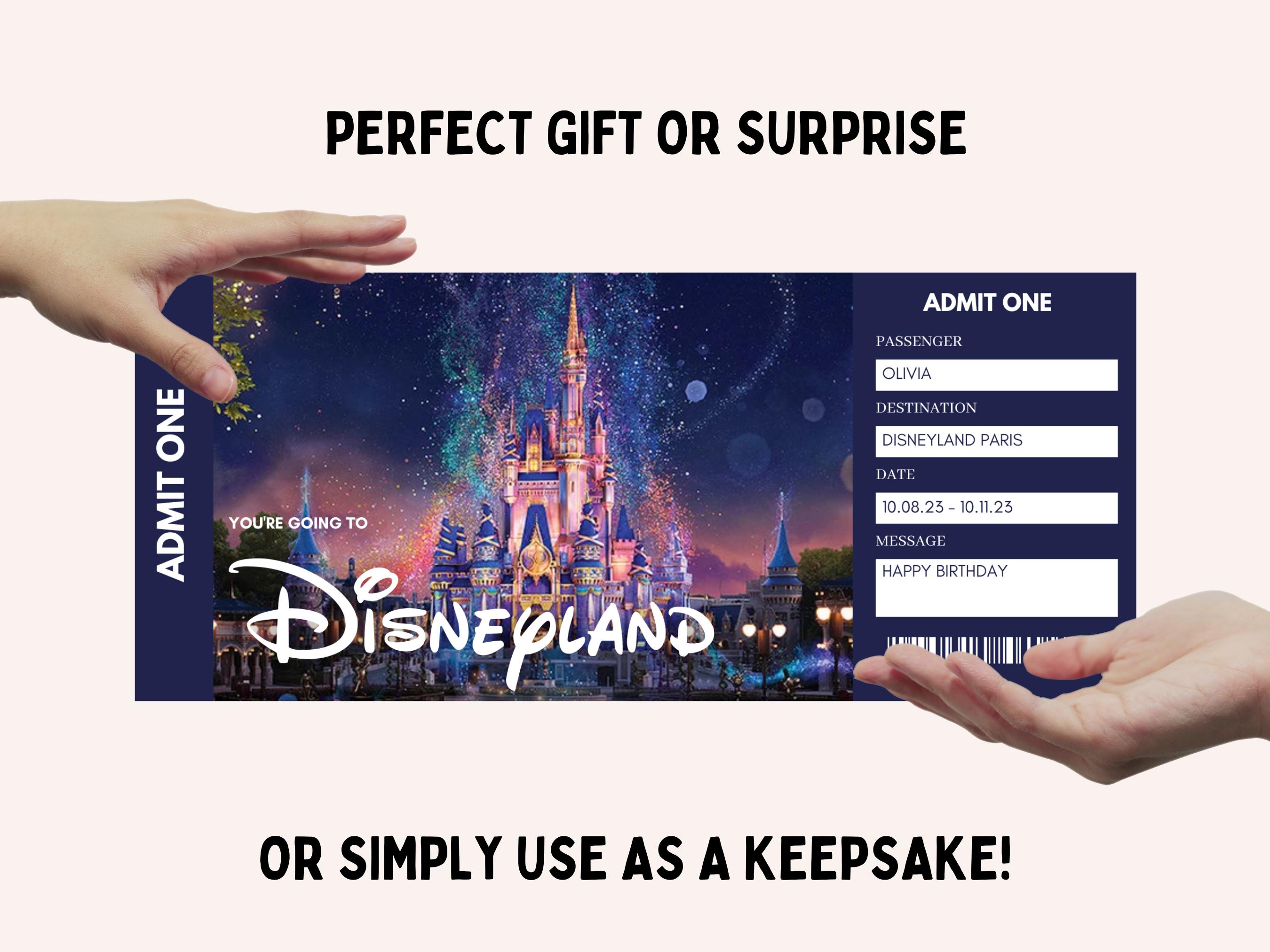 Disneyland Ticket, Disneyworld Ticket, Editable Ticket, Surprise Reveal ...
