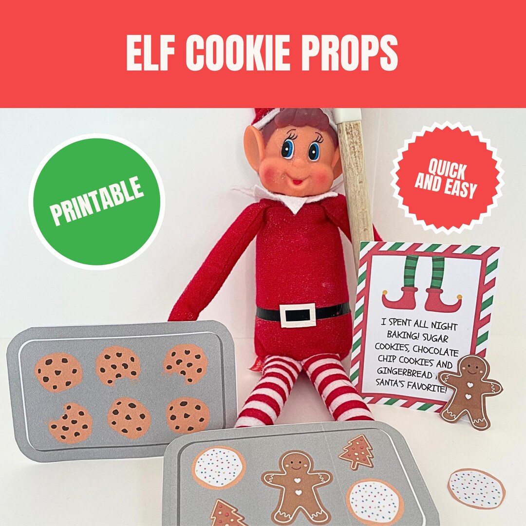 Elf Cookie Props, Printable Elf Baking Cookies Gingerbread Scene, Funny ...