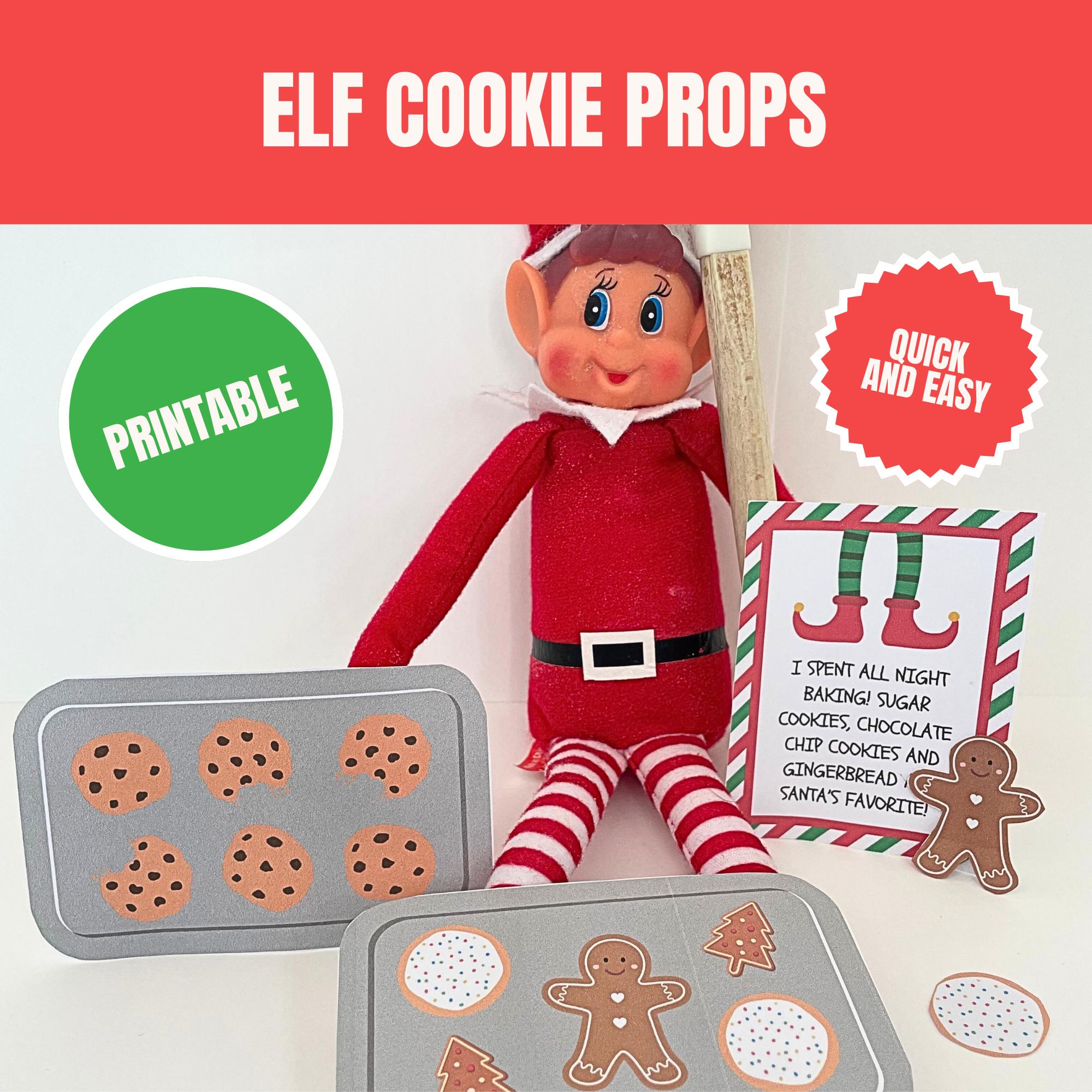 Elf Cookie Props, Printable Elf Baking Cookies Gingerbread Scene, Funny ...
