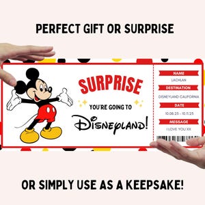 Disneyland Ticket, Disneyworld Ticket, Editable Ticket, Surprise Reveal ...