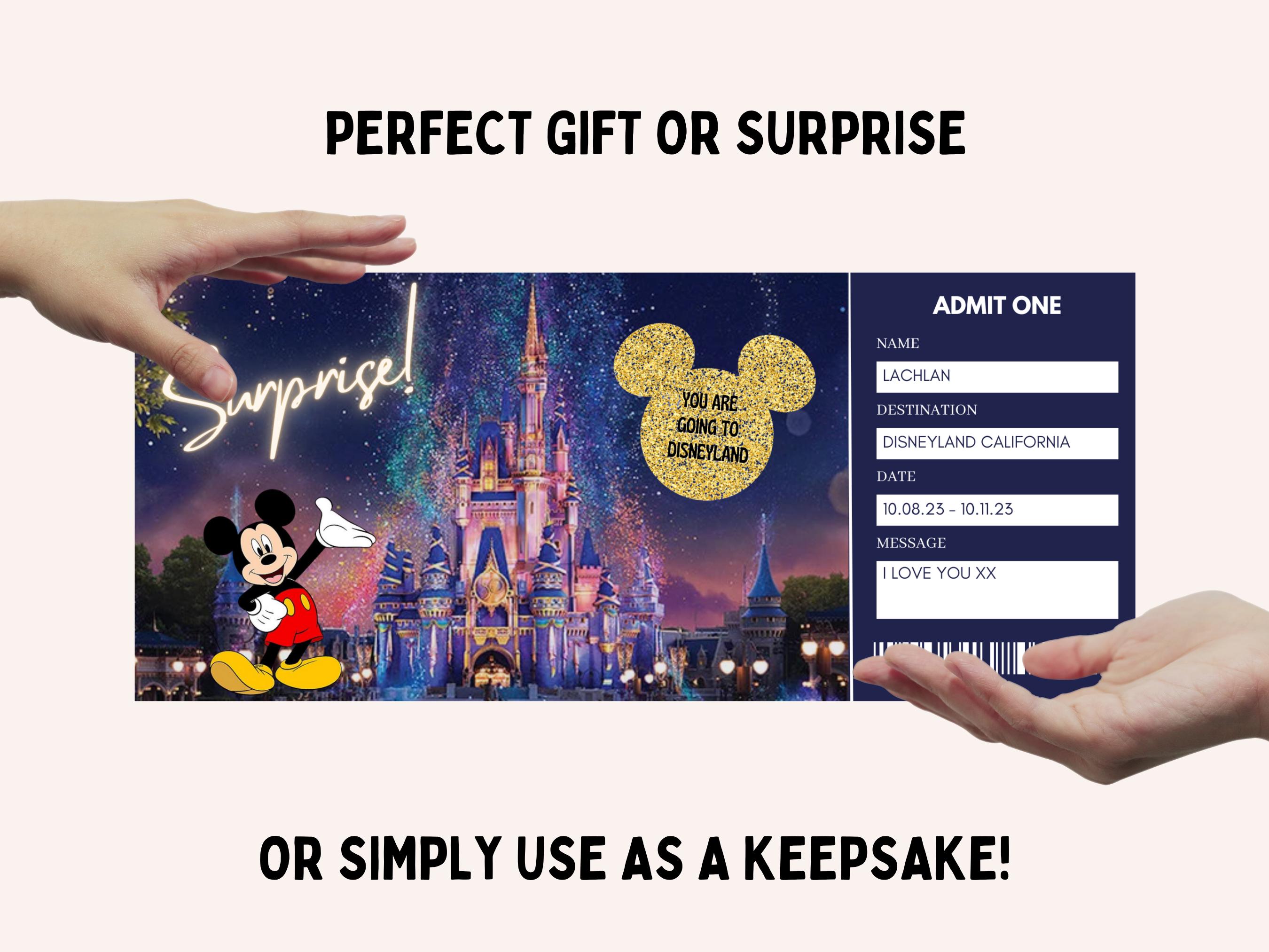 Disneyland Ticket, Disneyworld Ticket, Editable Ticket, Surprise Reveal ...