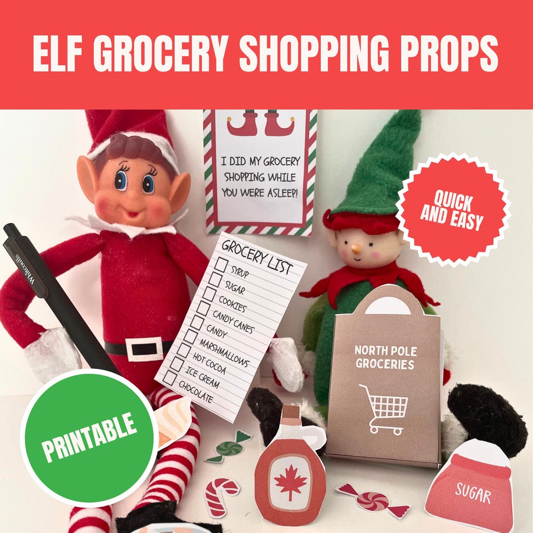 Elf Grocery Shopping Props, Printable Food Shopping Scene, Funny Elf ...