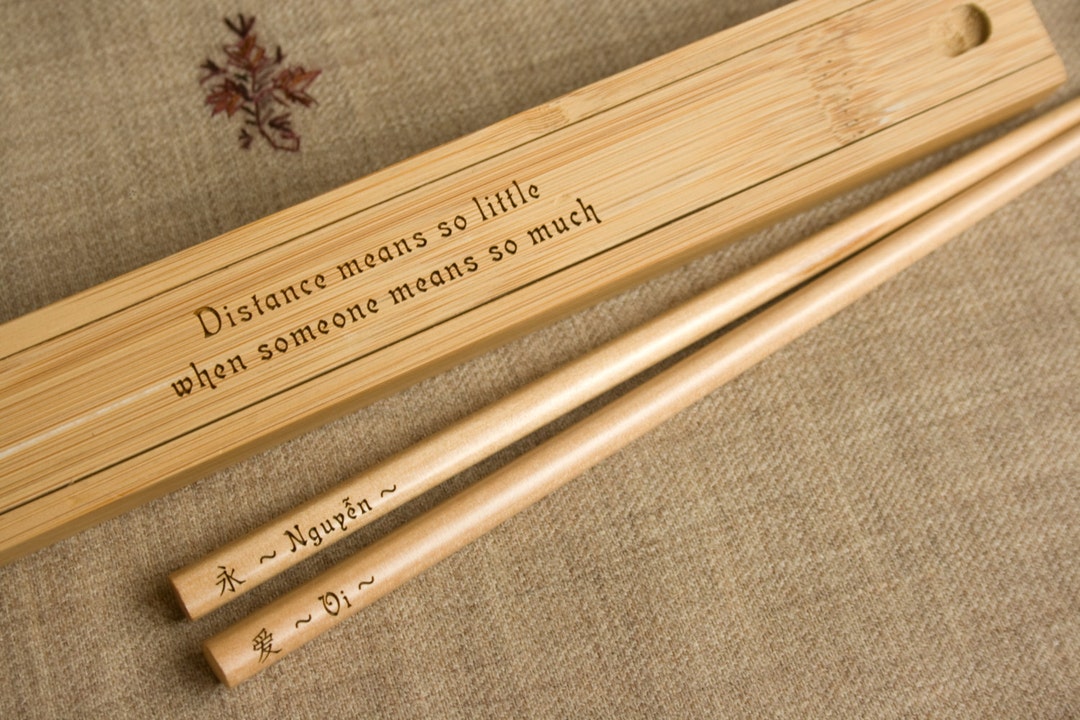 Custom Engraved Bamboo Chopstick Box High Quality Hardwood Chopsticks ...