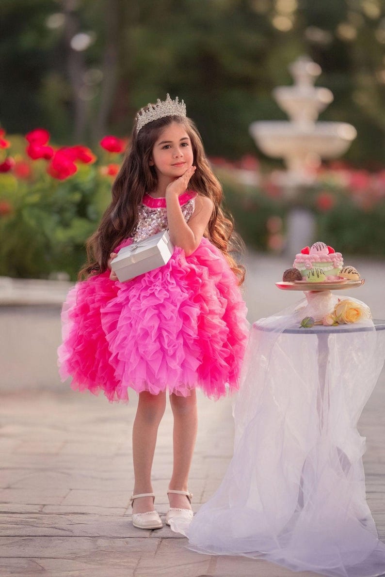 Princess Rosabelle Ruffle Dress | Pink Ombré Sequin Party Outfit - Etsy