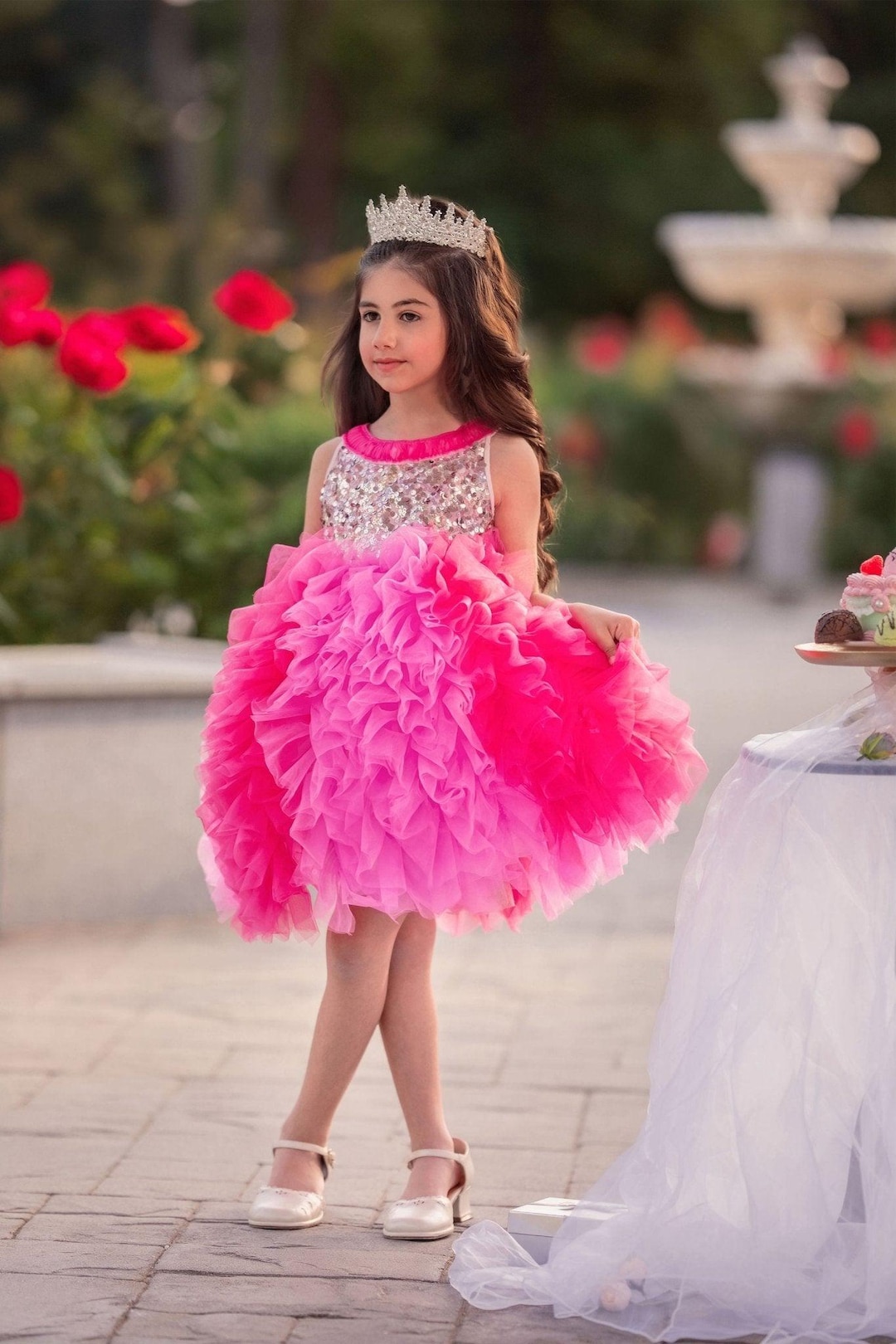 Princess Rosabelle Ruffle Dress | Pink Ombré Sequin Party Outfit - Etsy