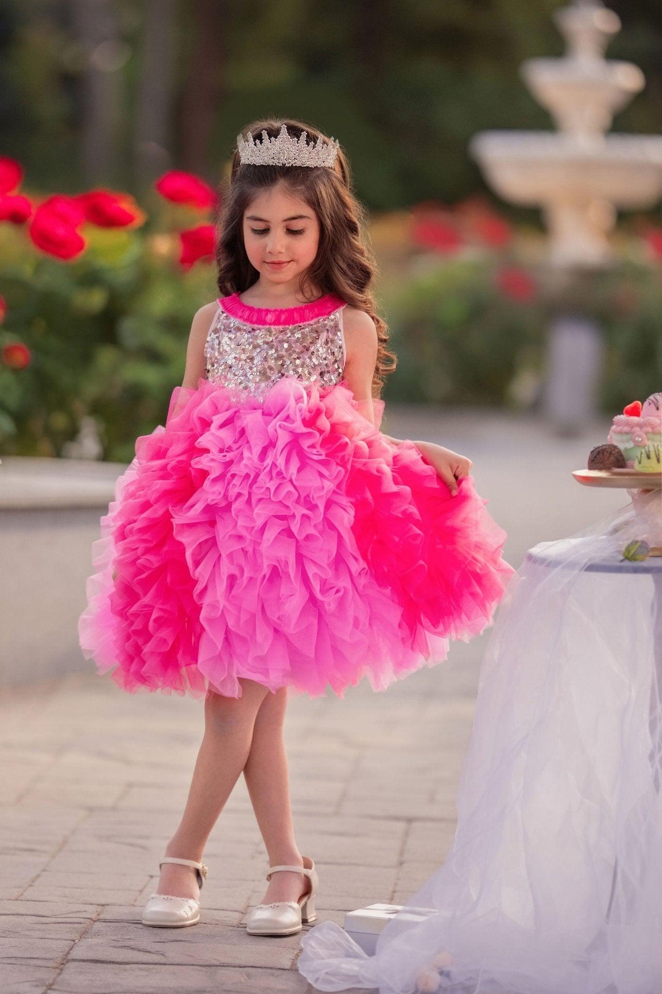 Princess Rosabelle Ruffle Dress | Pink Ombré Sequin Party Outfit - Etsy