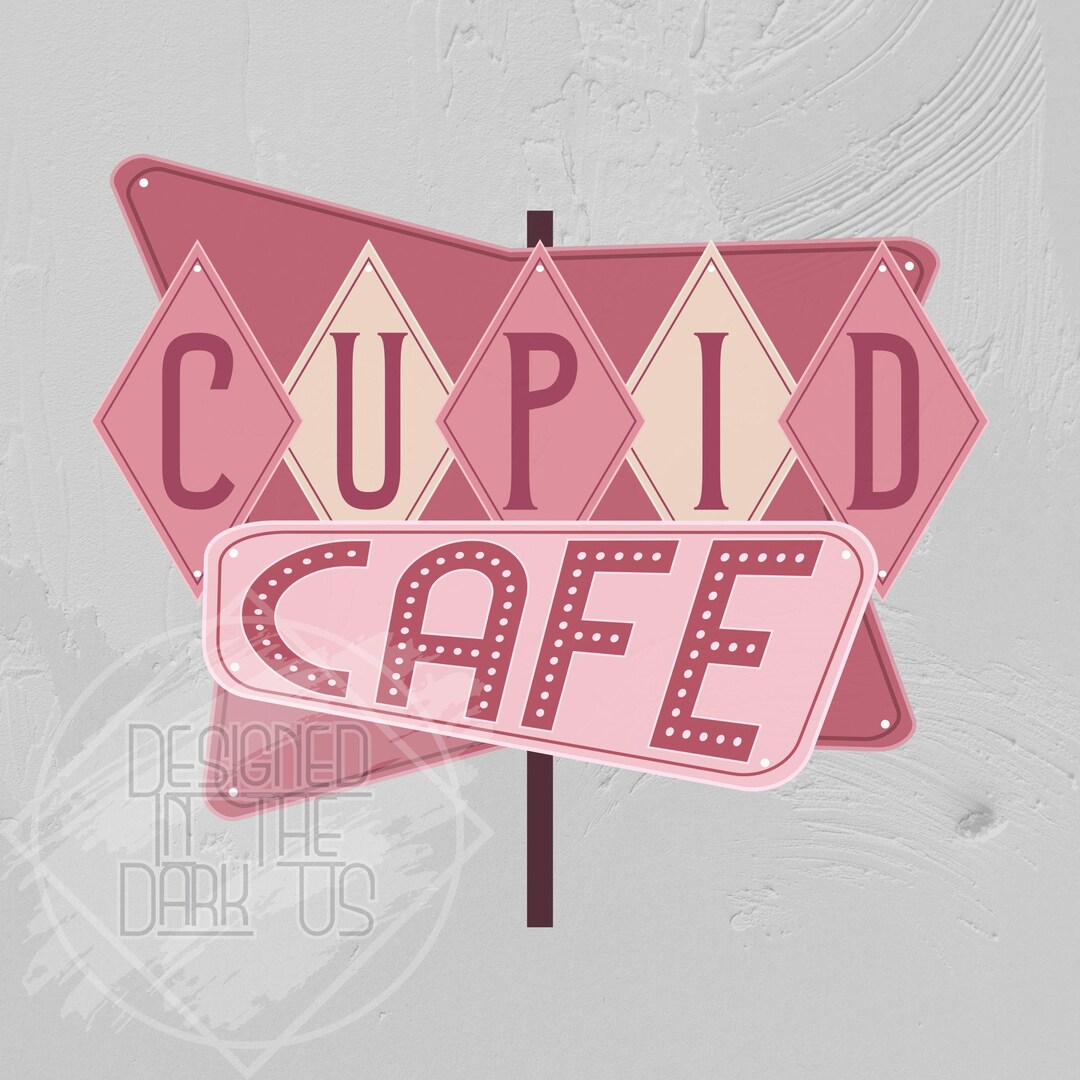 Cupid Cafe Sign Valentines Day Png, Svg, Pdf, Jpg, Eps Mid Century ...