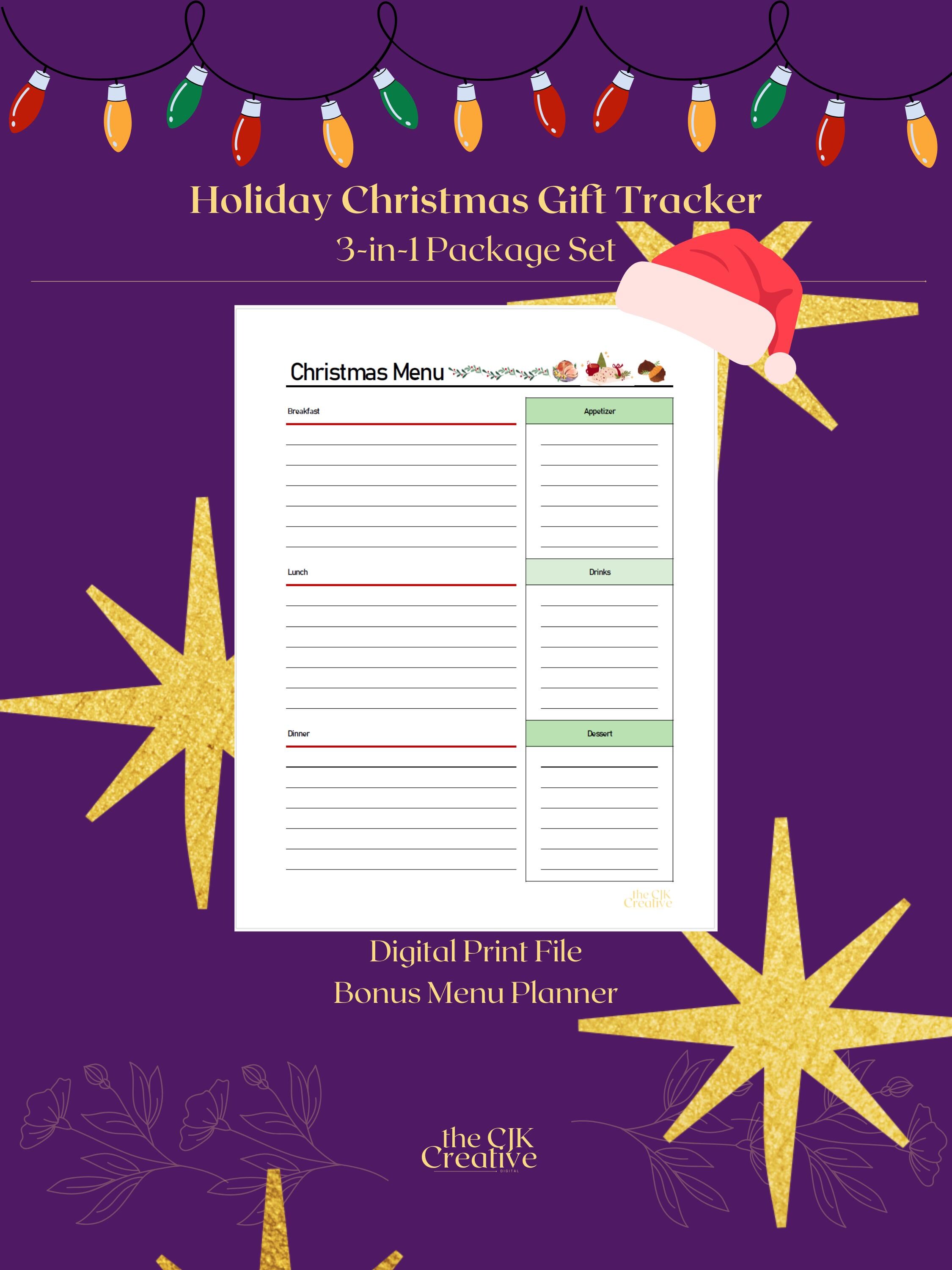 Christmas Gift Tracker: Holiday Menu Planner (digital Download) - Etsy