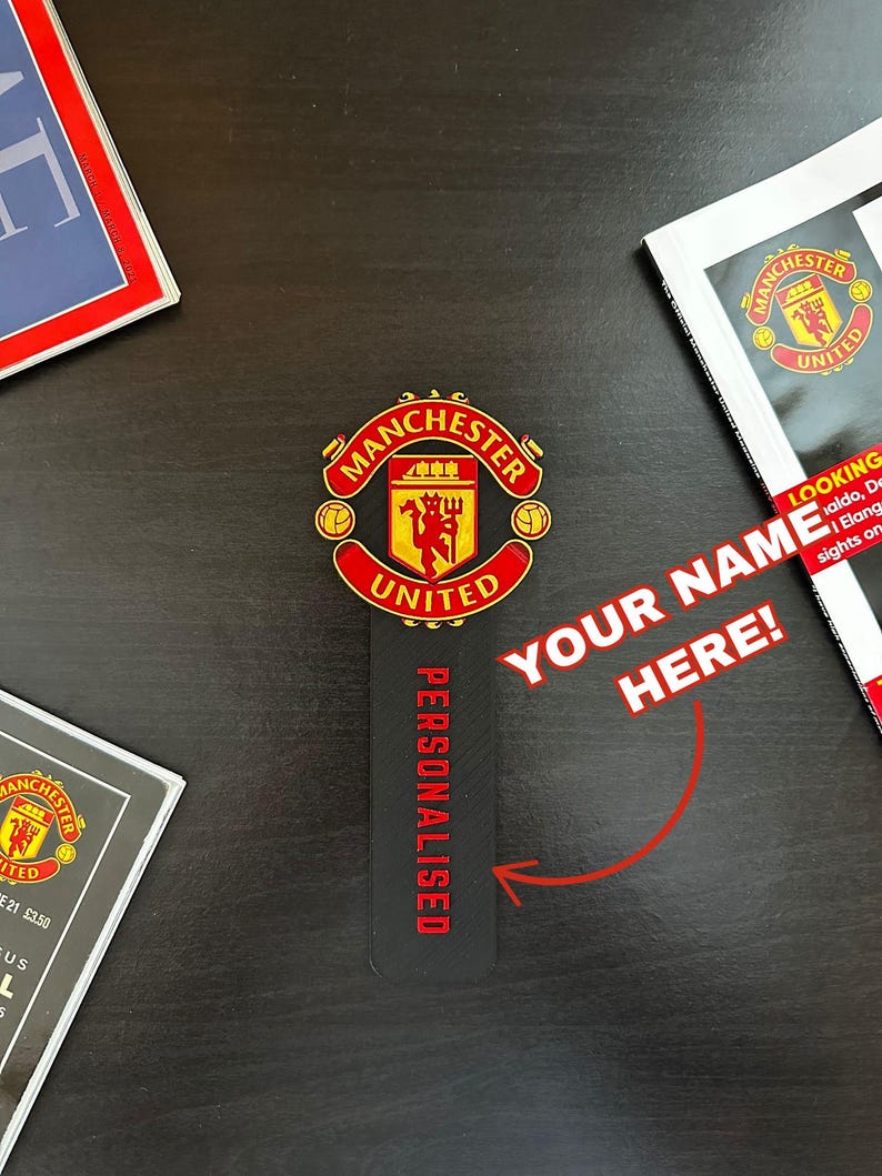 Personalized Manchester United Bookmark | 3D Printed Personalized ...