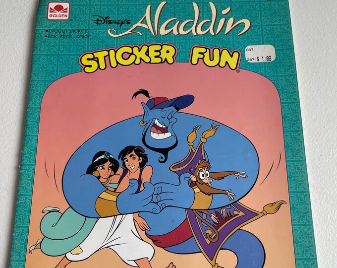 Vintage Disneys Aladdin Sticker Fun Golden Book de 1992 - Etsy France