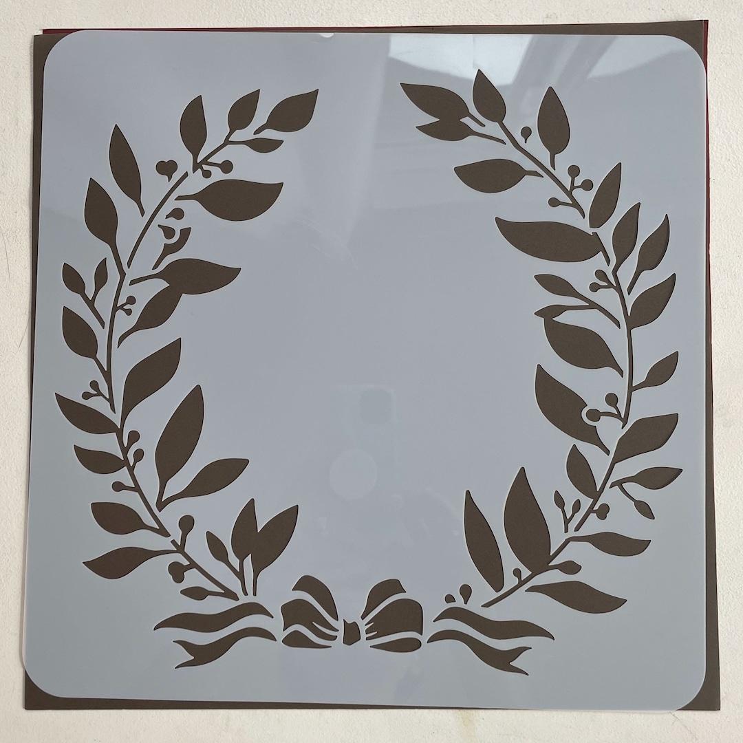 XL Laurel Wreath Stencil 11.8x11.8" Stencil - Wall Stencil - Fabric ...