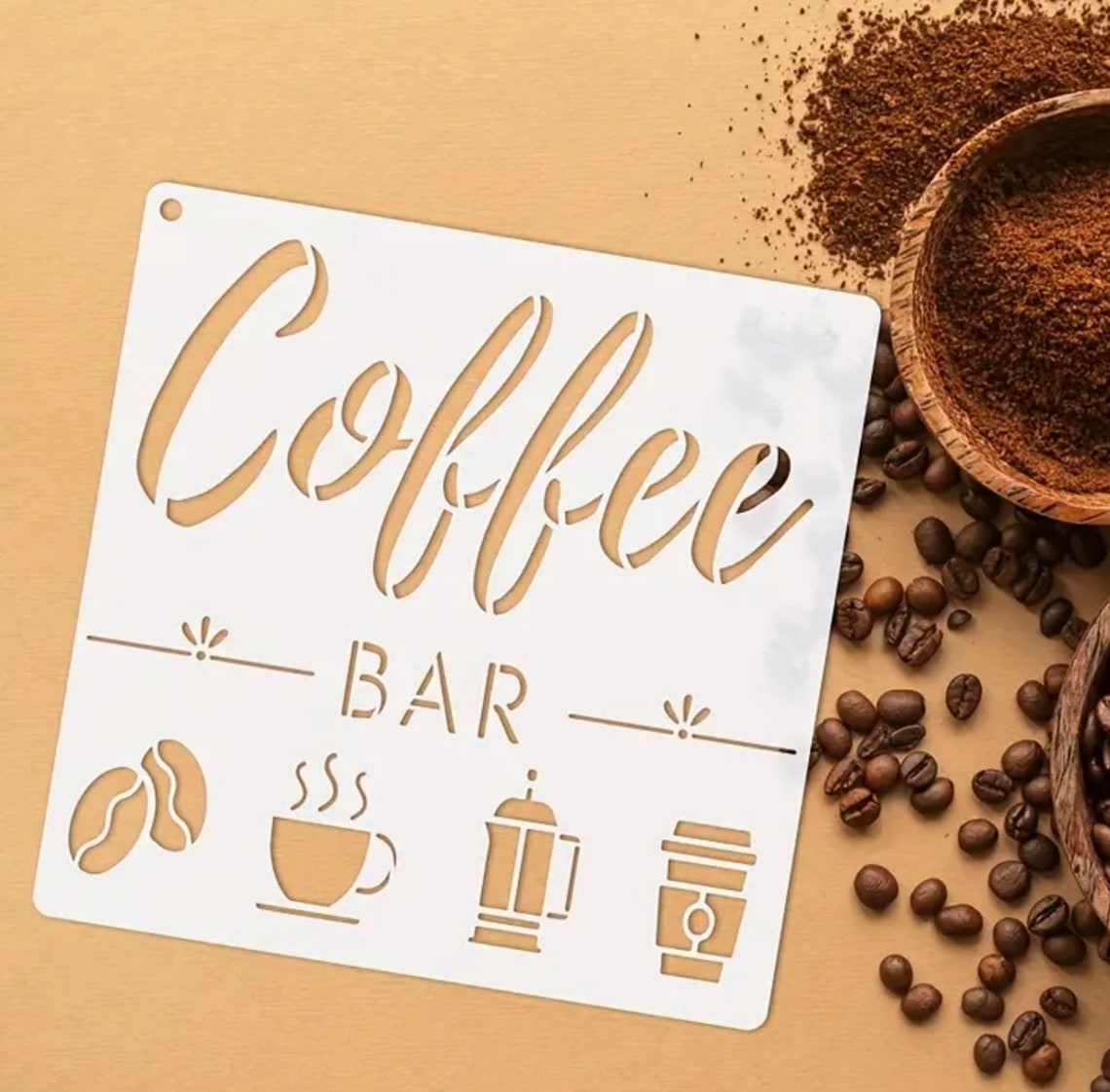 9 Reusable Cafe Theme Stencils Coffee Bar Cafe Kitchen Wall Stencils ...