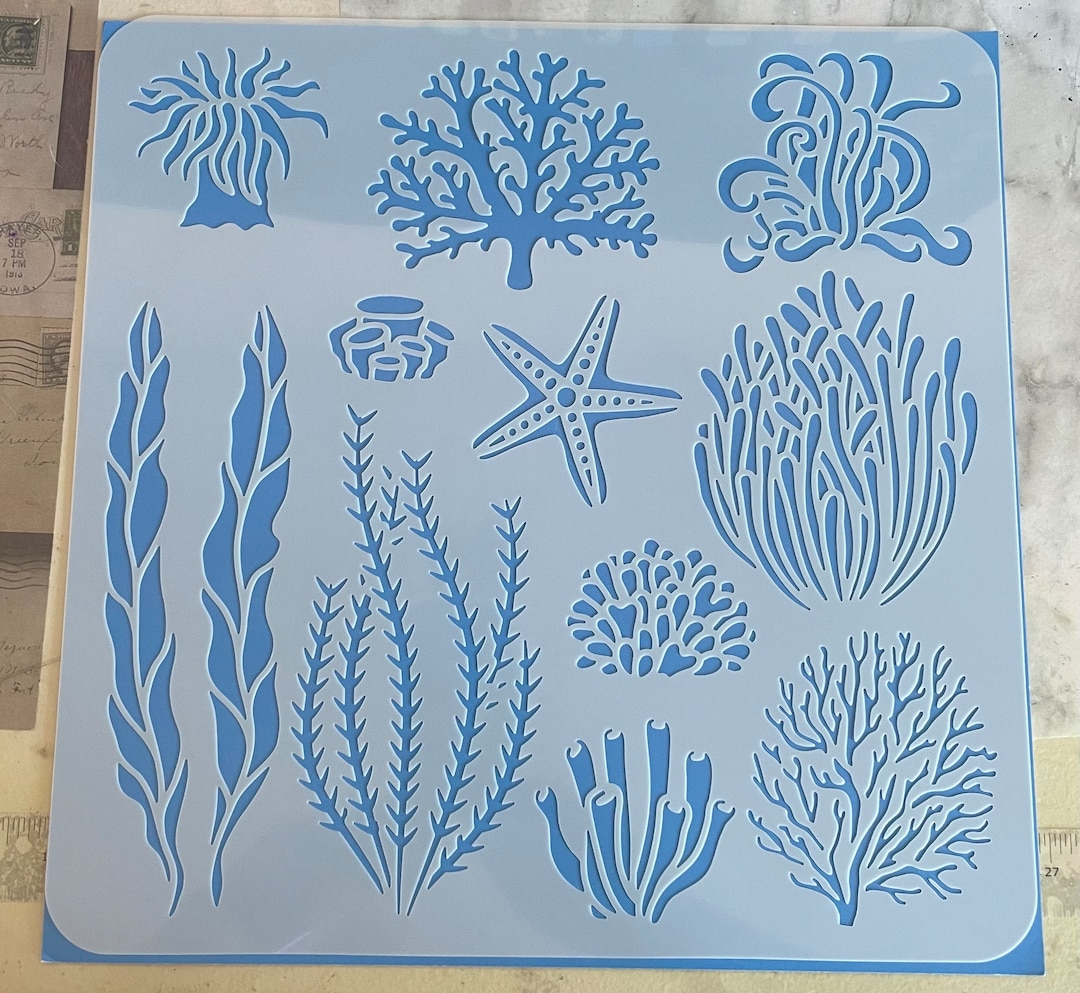Large Under the Sea Stencil 11.8x11.8" Craft Stencil Reusable Plastic ...