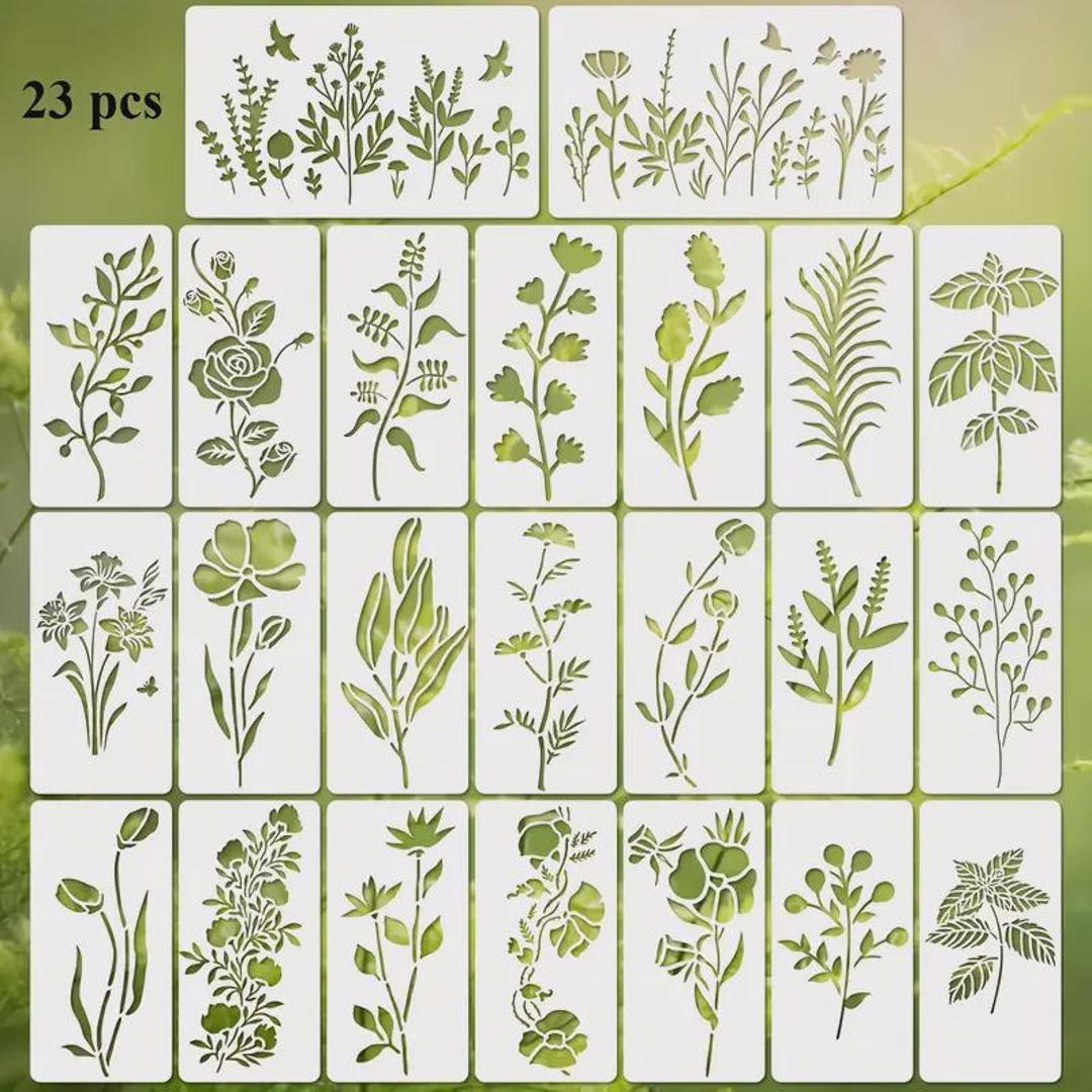 23 Piece Spring Flower Stencils Set – Reusable & Durable for Painting ...