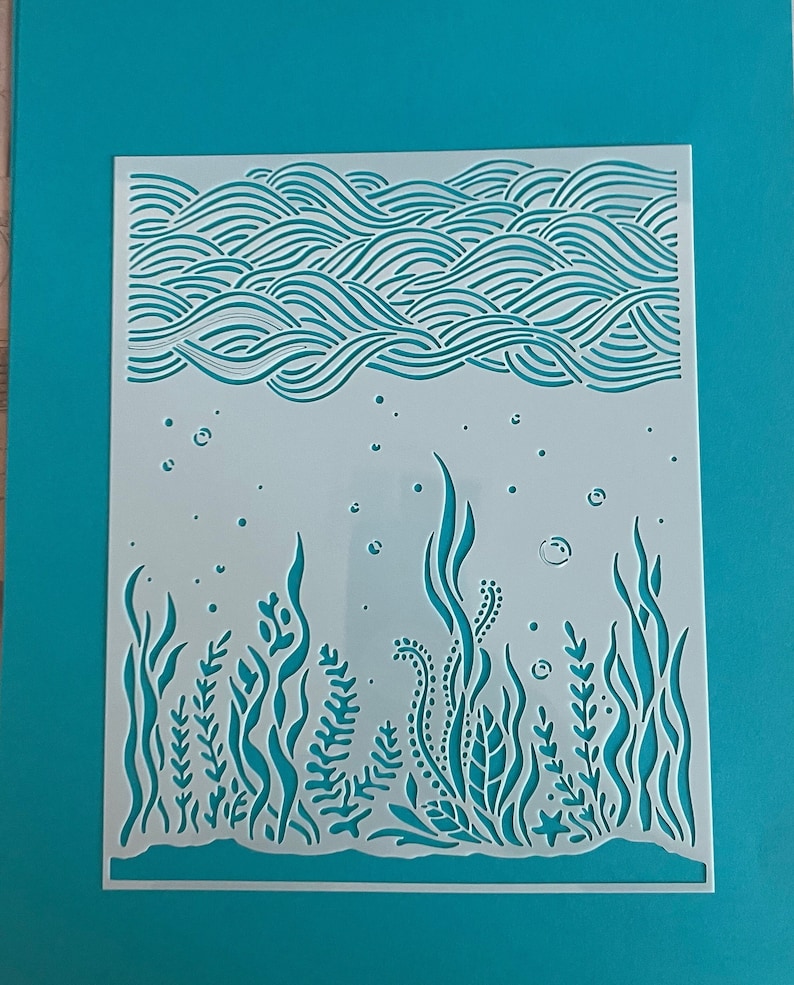 Marine Life Stencil 7.8x6.3" Craft Stencil Reusable Plastic - Under the ...