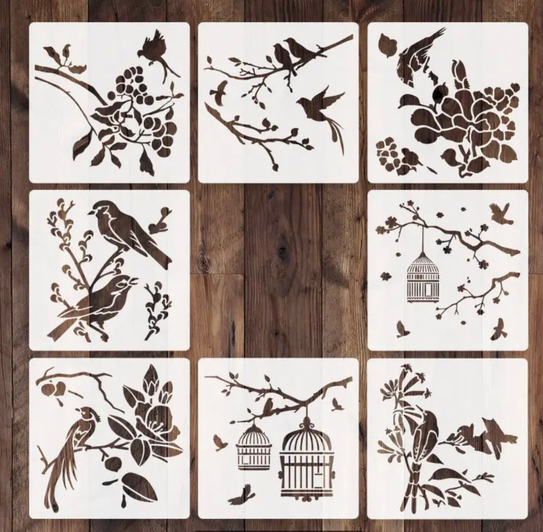 Bird Stencil Set - for Painting Birds, Bird Cages Stencil - for ...