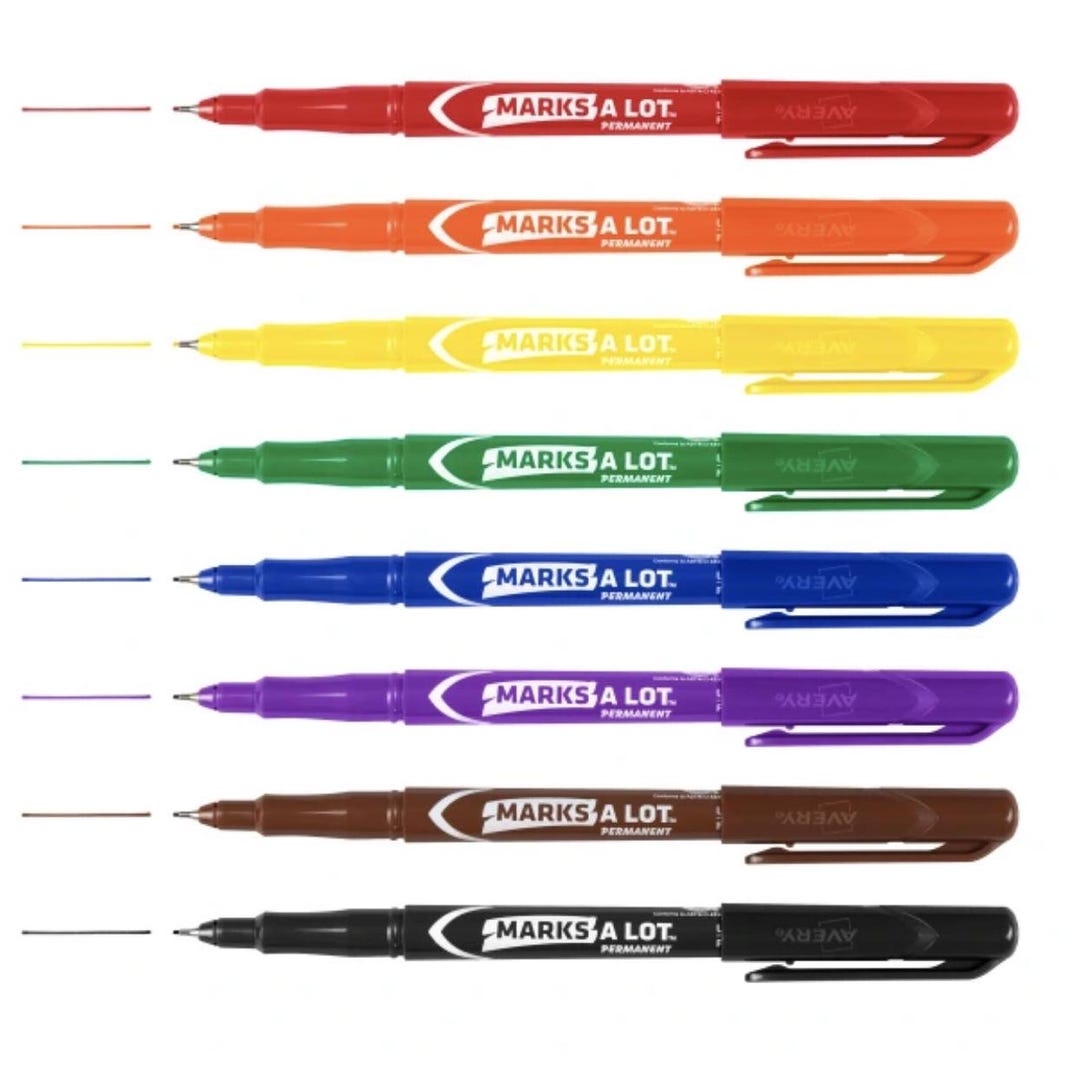 Avery Marks-a-lot Permanent Markers, Ultra Fine Tip, 8 Assorted Markers ...