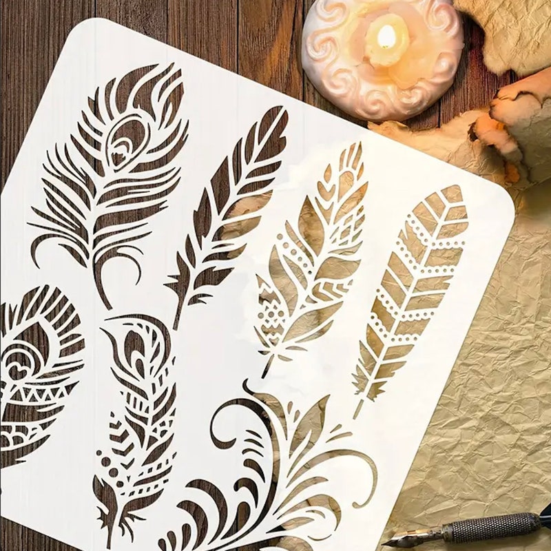 Feather Stencils - Etsy