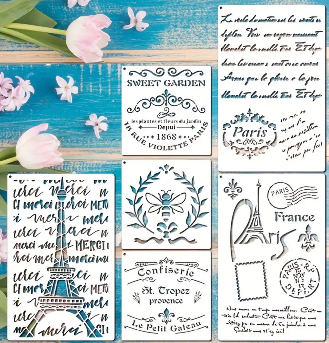 Large Decorative French Style Stencils Eiffel Tower, Bee Stencils for ...