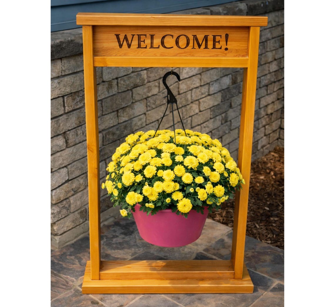 DIY Welcome Sign Stand Woodworking Plans – Hanging Planter Porch Decor ...