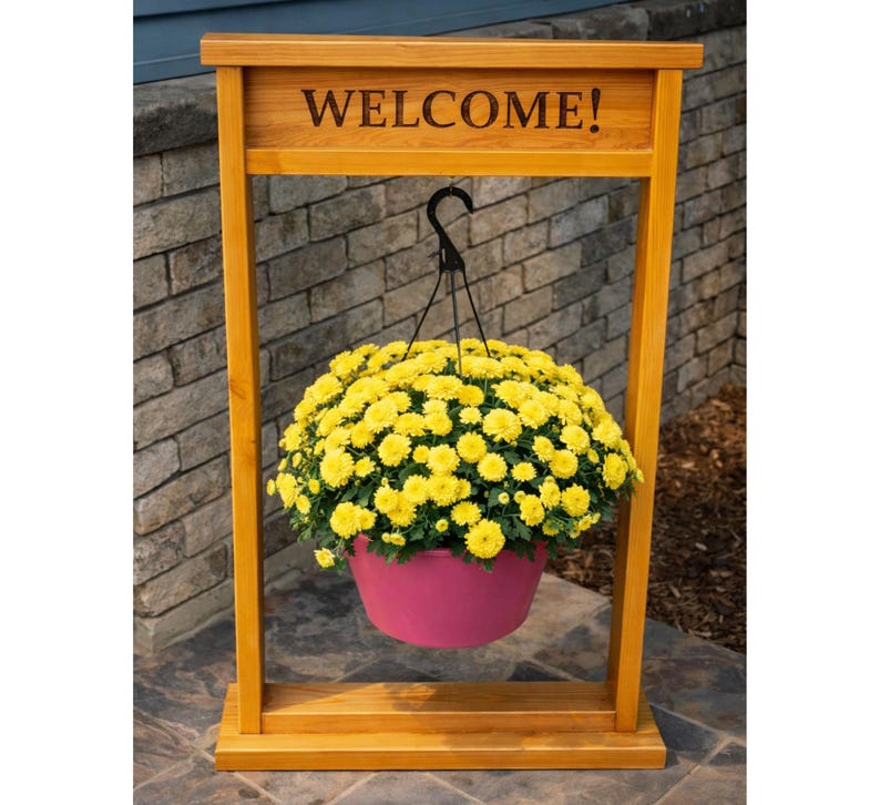 DIY Welcome Sign Stand Woodworking Plans – Hanging Planter Porch Decor ...