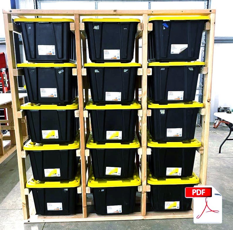 DIY Tote Storage Rack Plans: Customizable Garage Organizer (PDF ...