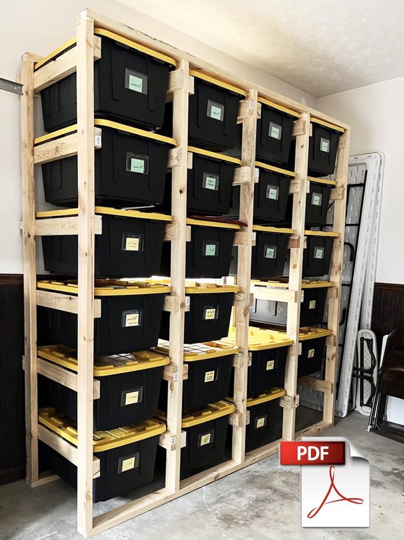 DIY Tote Storage Rack Plans: Customizable Garage Organizer (PDF ...