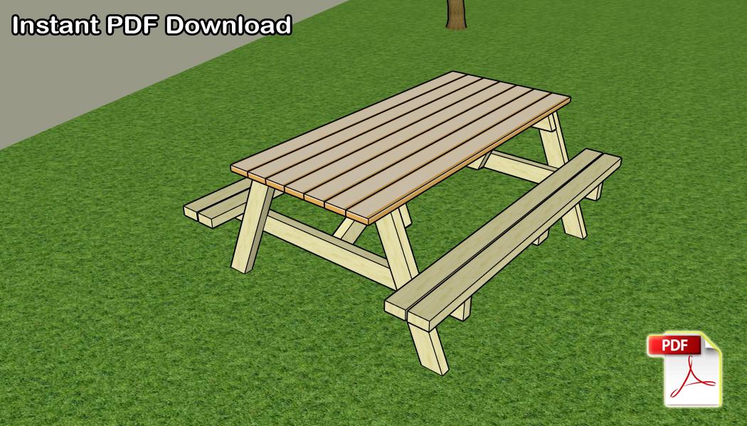 6 Foot Picnic Table Plans - Step-by-step Instructions (PDF) - Etsy