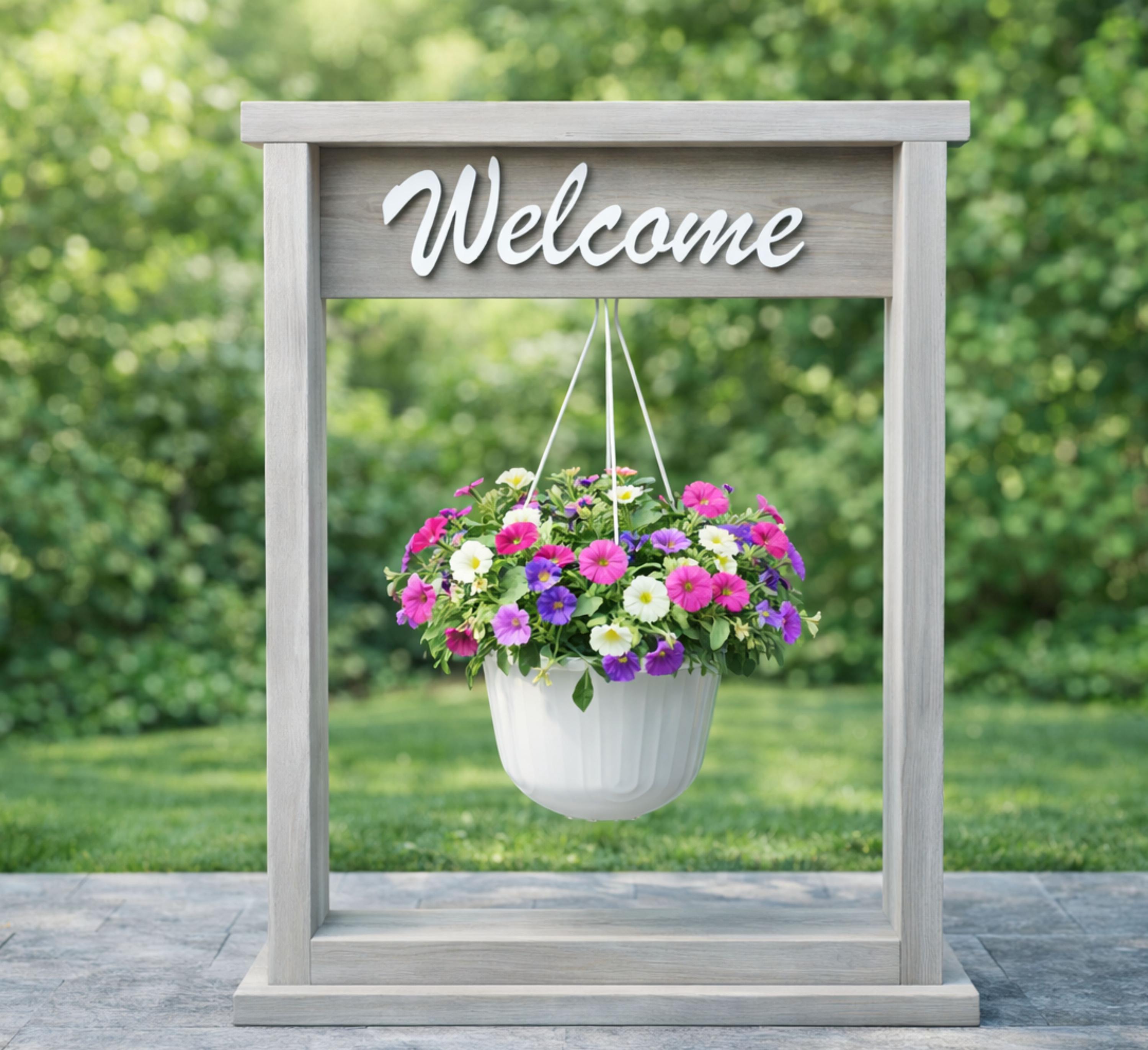 DIY Welcome Sign Stand Woodworking Plans – Hanging Planter Porch Decor ...