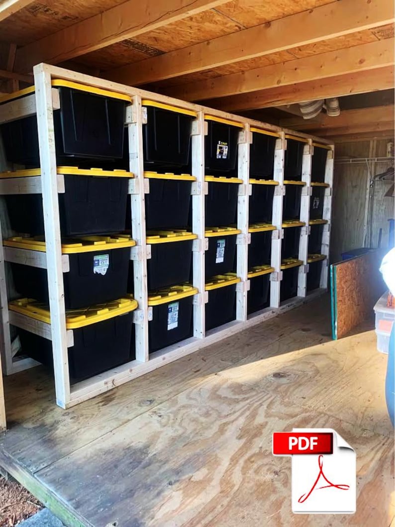 DIY Tote Storage Rack Plans: Customizable Garage Organizer (PDF ...