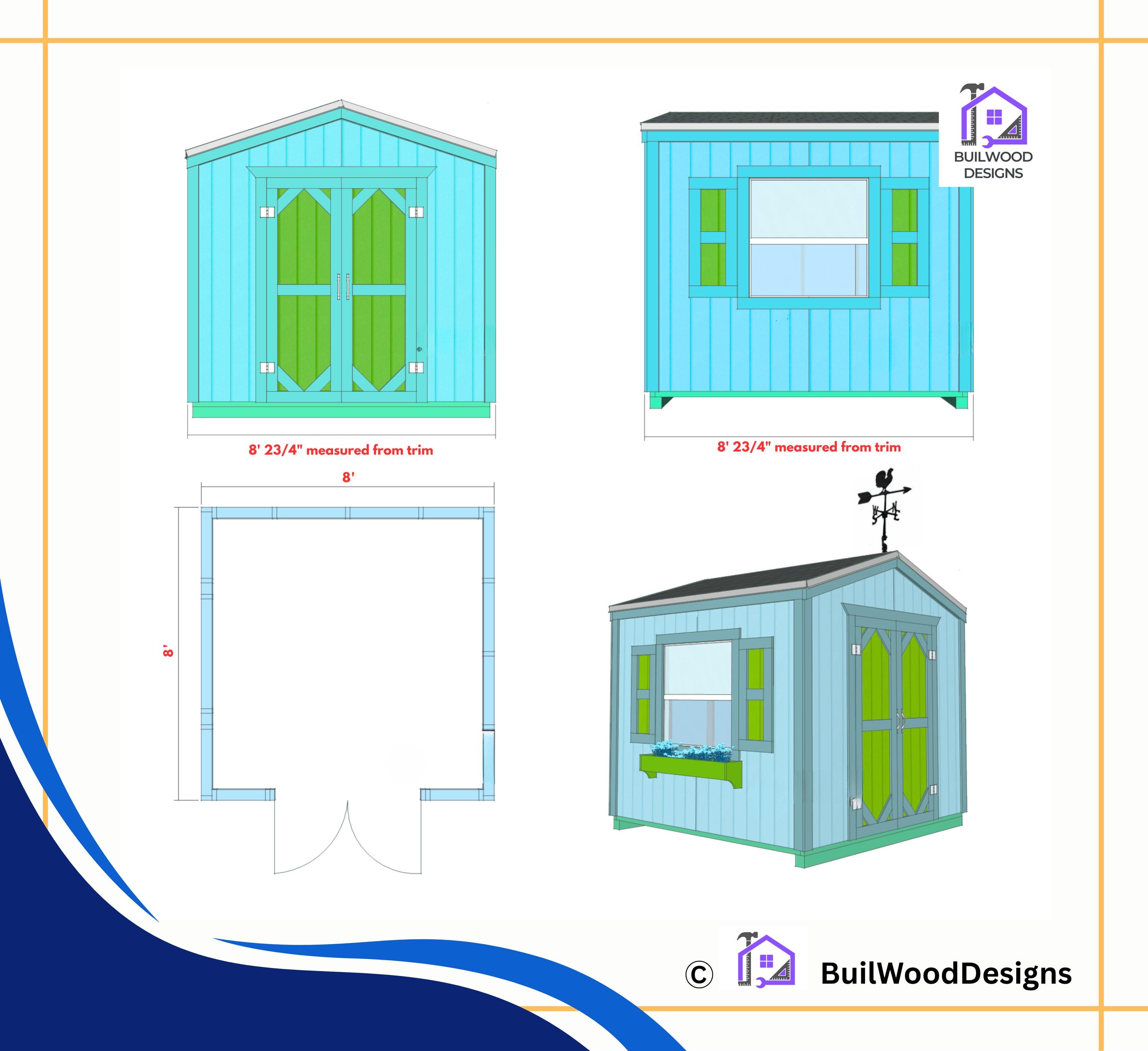 DIY 8x8 Lean-to Shed Plans PDF – Backyard Wooden Storage Shed Blueprint ...