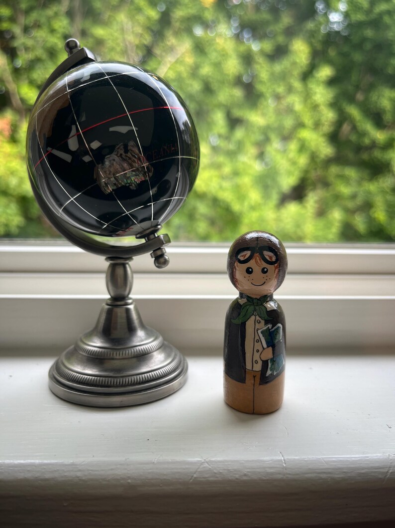 Amelia Earhart Painted Wooden Peg Doll Set, Educational Toy, Gift ...