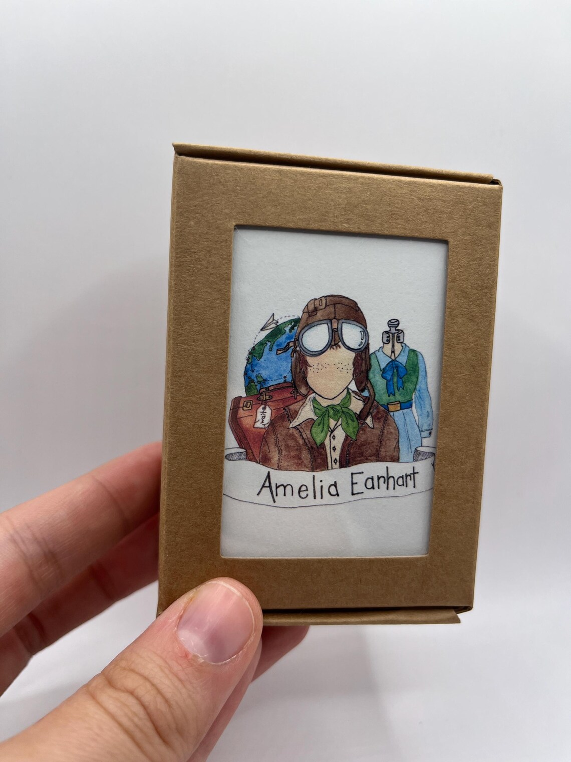 Amelia Earhart Painted Wooden Peg Doll Set, Educational Toy, Gift ...