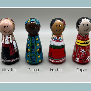Multicultural Peg Dolls: Hand-painted Wooden Educational Toy - Etsy