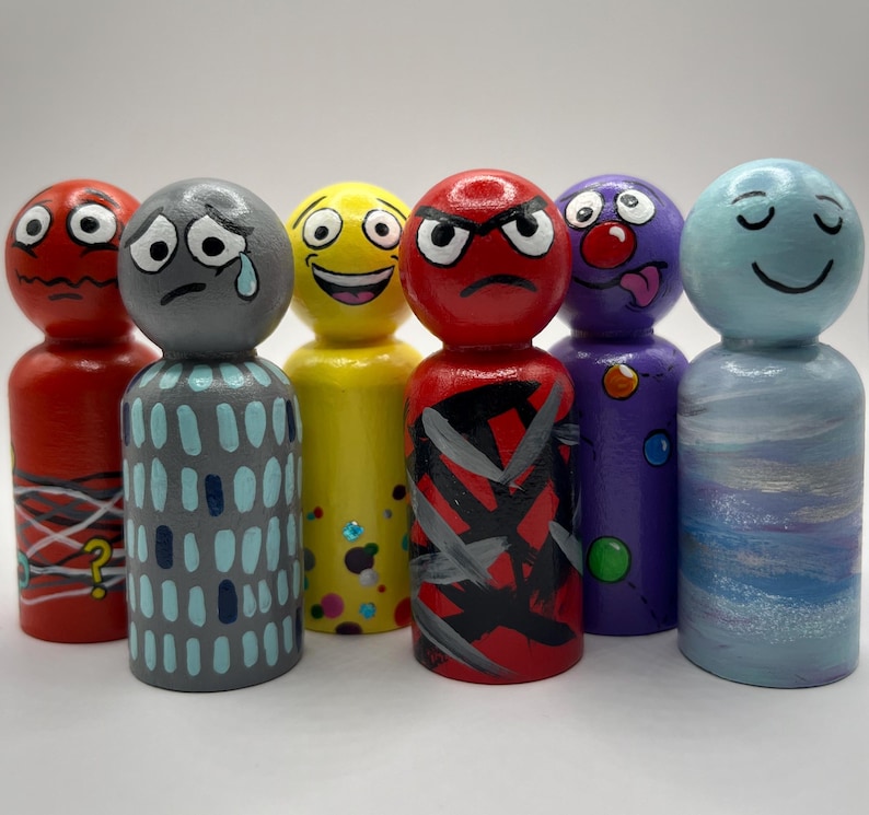 Range of Emotions Painted Peg Dolls- Set of 6 Educational Teacher ...