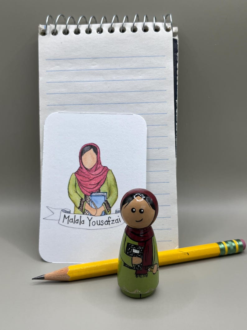 Malala Yousafzai Peg Doll, Famous Activist, Gift Set, Educational ...