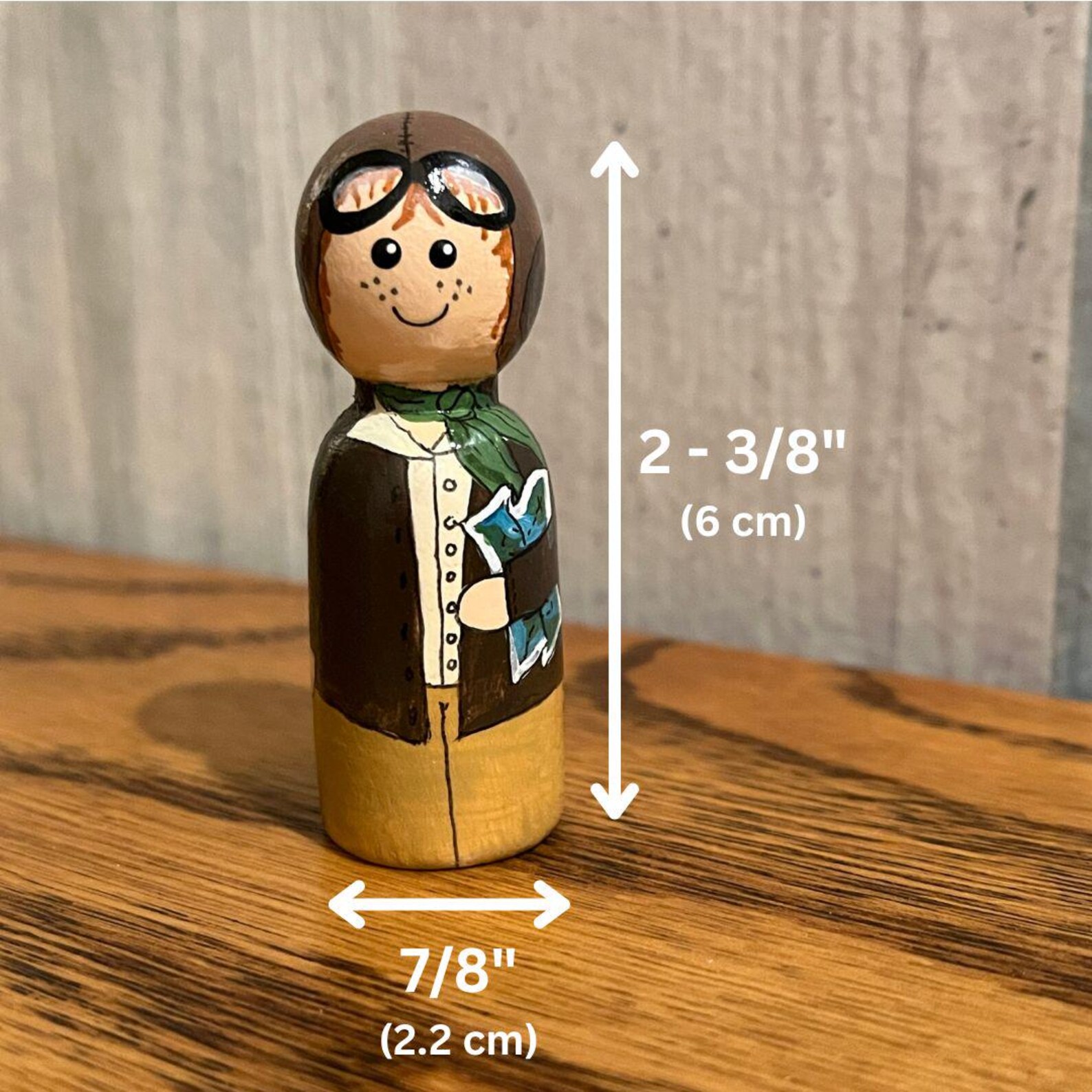 Amelia Earhart Painted Wooden Peg Doll Set, Educational Toy, Gift ...