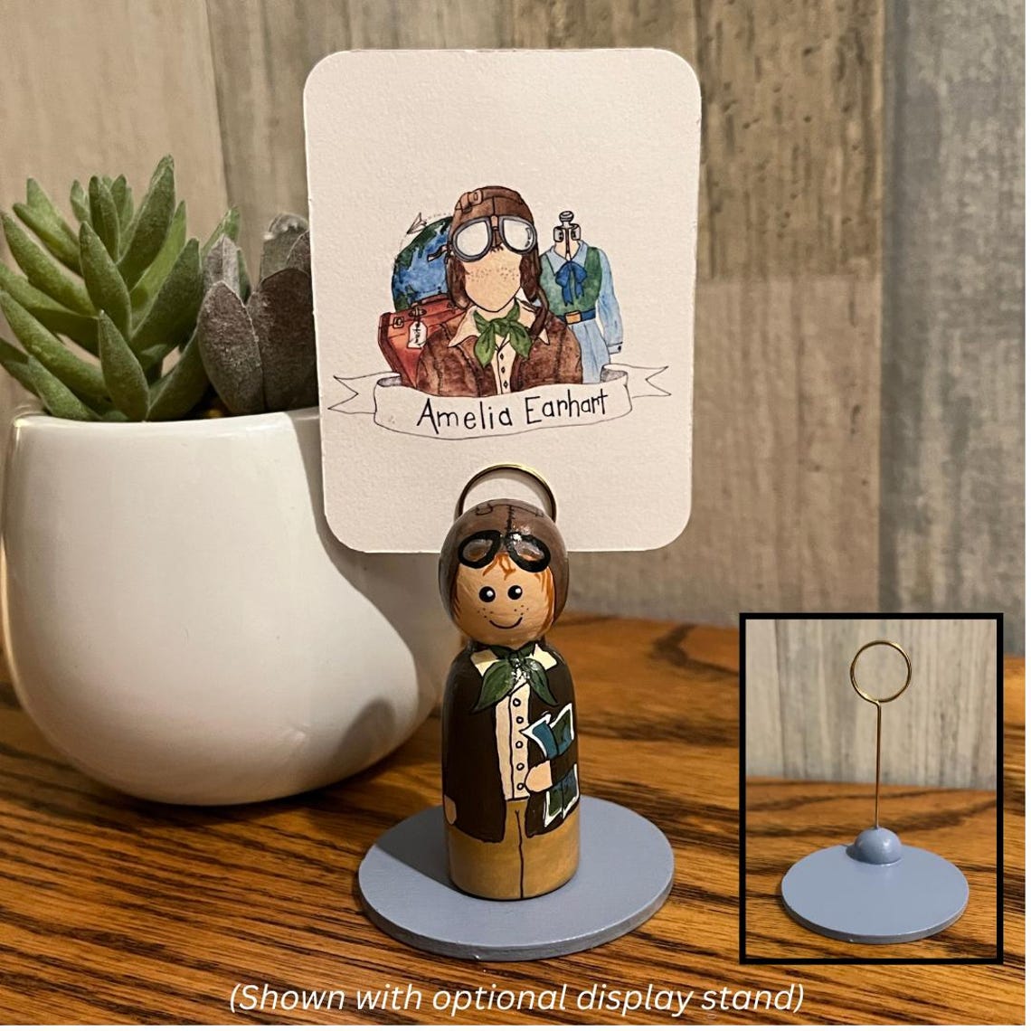 Amelia Earhart Painted Wooden Peg Doll Set, Educational Toy, Gift ...