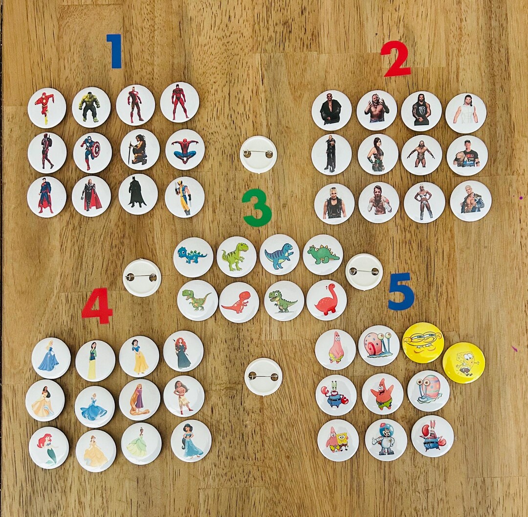 Custom Kids Birthday Party Favors / 1.25 Inch Pinback Buttons / 24 Pack ...