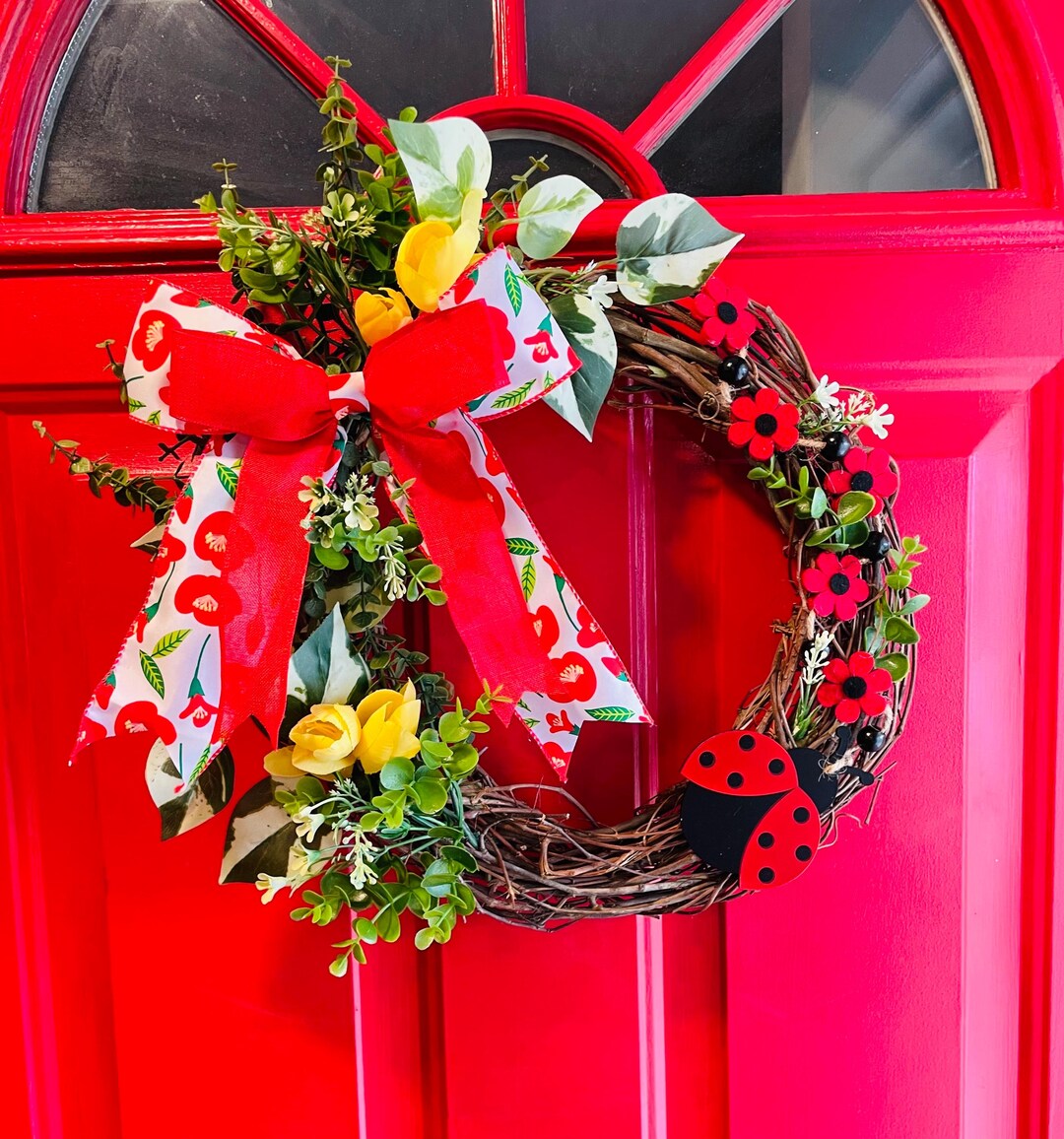 Spring Ladybug Wreath / Lady Bug Decor / Spring Decor / Indoor Spring ...