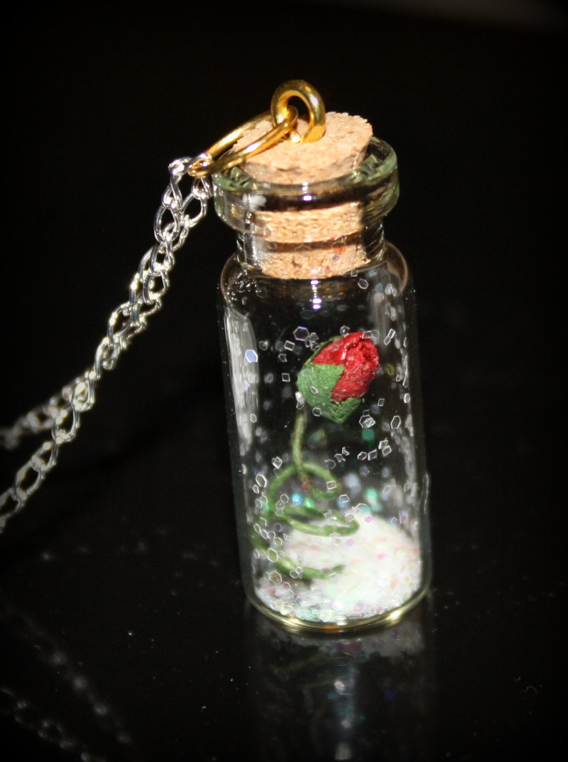 Beauty Enchanted Rose Bottle Charm Necklace - Etsy
