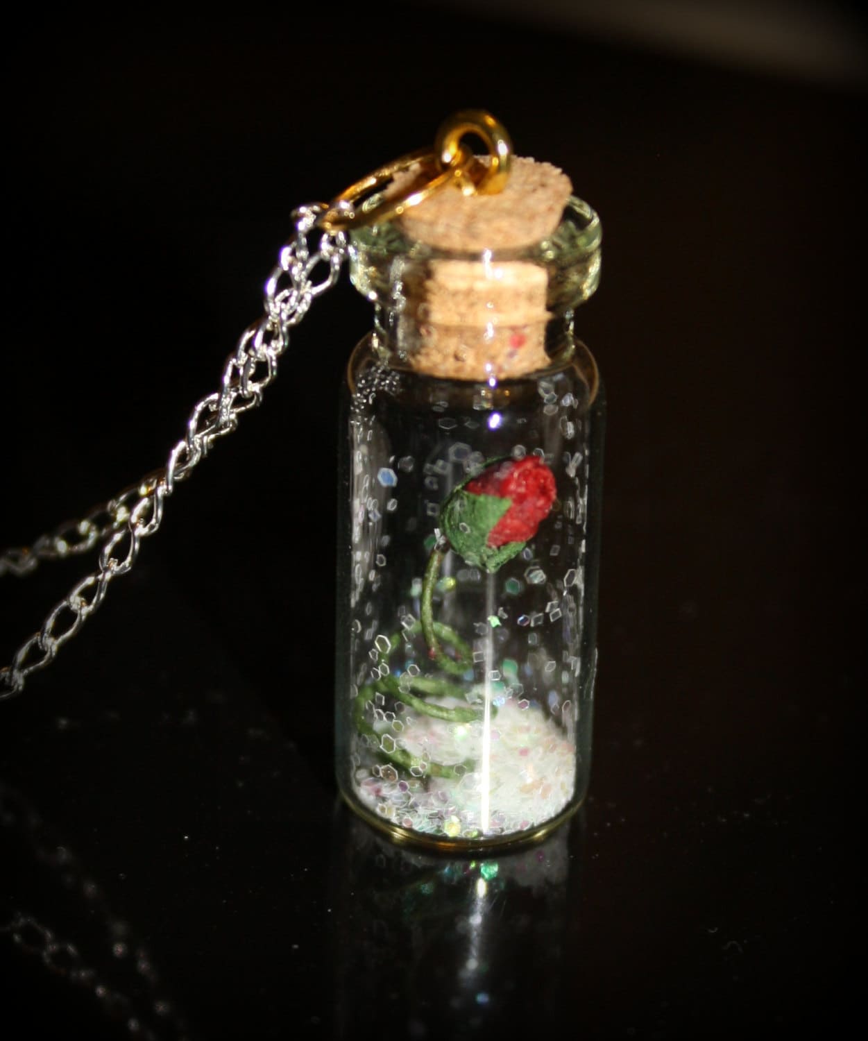 Beauty Enchanted Rose Bottle Charm Necklace - Etsy