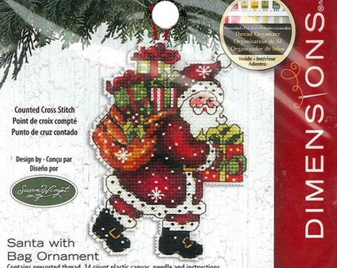 Dimensions Santa With Bag Ornament 70-08912, Christmas Counted Cross ...