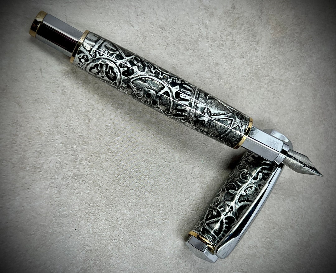 Steampunk Pen, Chrome Vertex Steampunk Fountain Pen, Handcrafted - Etsy