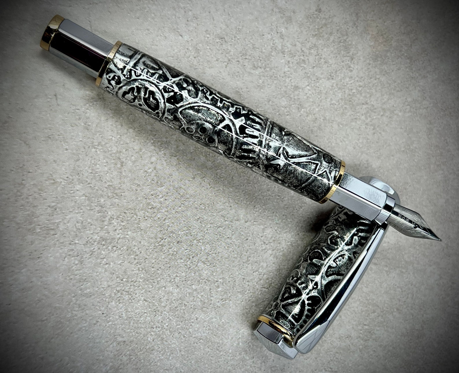 Steampunk Pen, Chrome Vertex Steampunk Fountain Pen, Handcrafted - Etsy