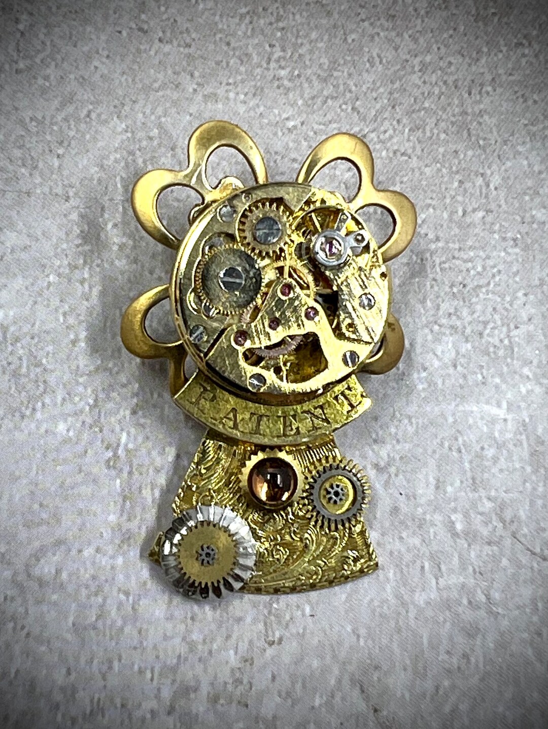 Steampunk Brooch Pin Featuring A Rare Antique Filigree Fusee - Etsy