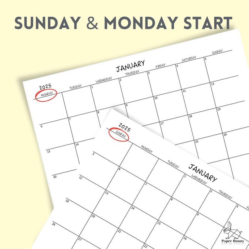 Minimalist Printable Monthly Planner 2025 Calendar 2025 Big Space ...