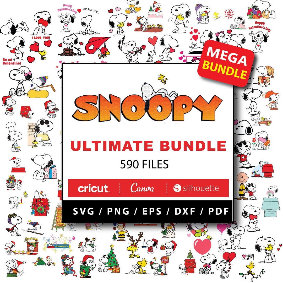 Snoopy SVG Bundle Pack Iconic Peanuts Clipart for Cricut, Silhouette ...