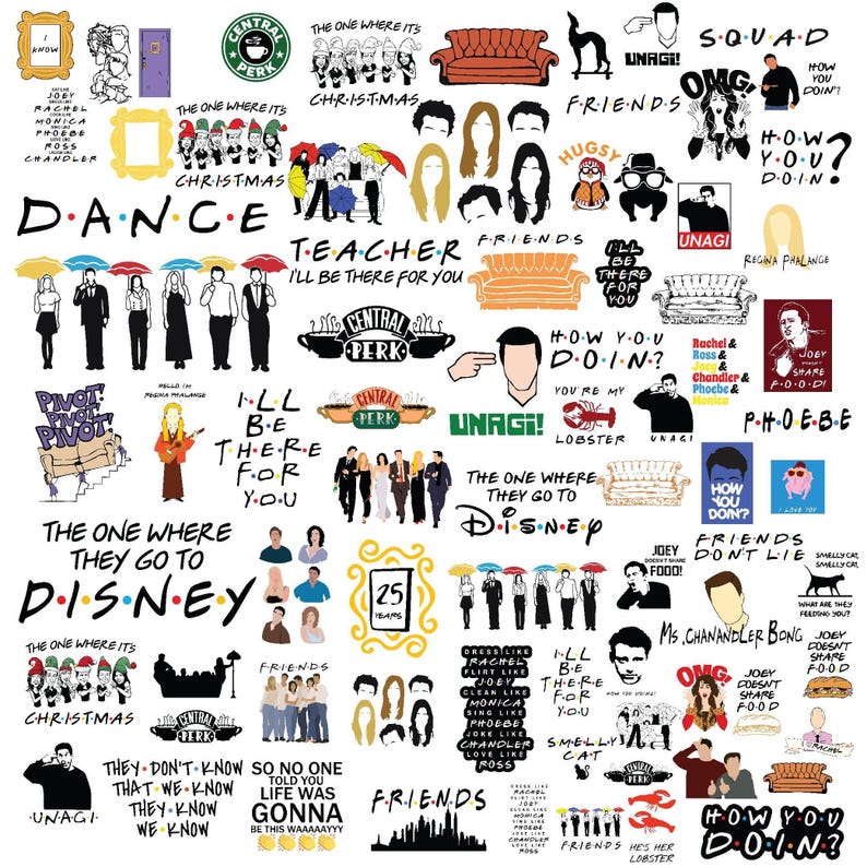 Friends SVG Bundle Pack Characters Clipart for Cricut, Silhouette Ross ...